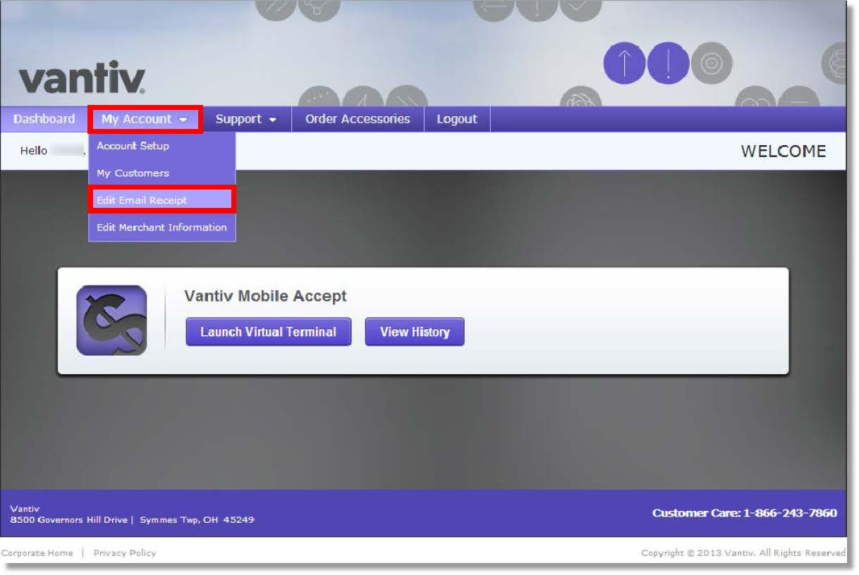 Change your Vantiv Mobile Accept password using the web interface - Asecare